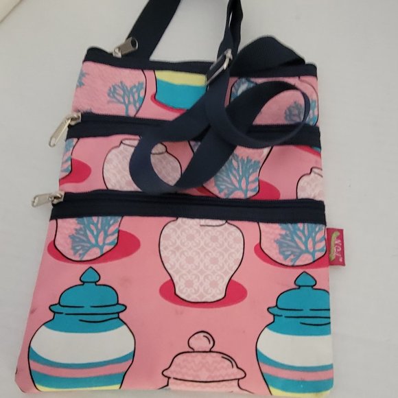 Ngil | Bags | Ngil Bag Pink Blue Jars Urns Crossbody Bag Canvas Bag ...